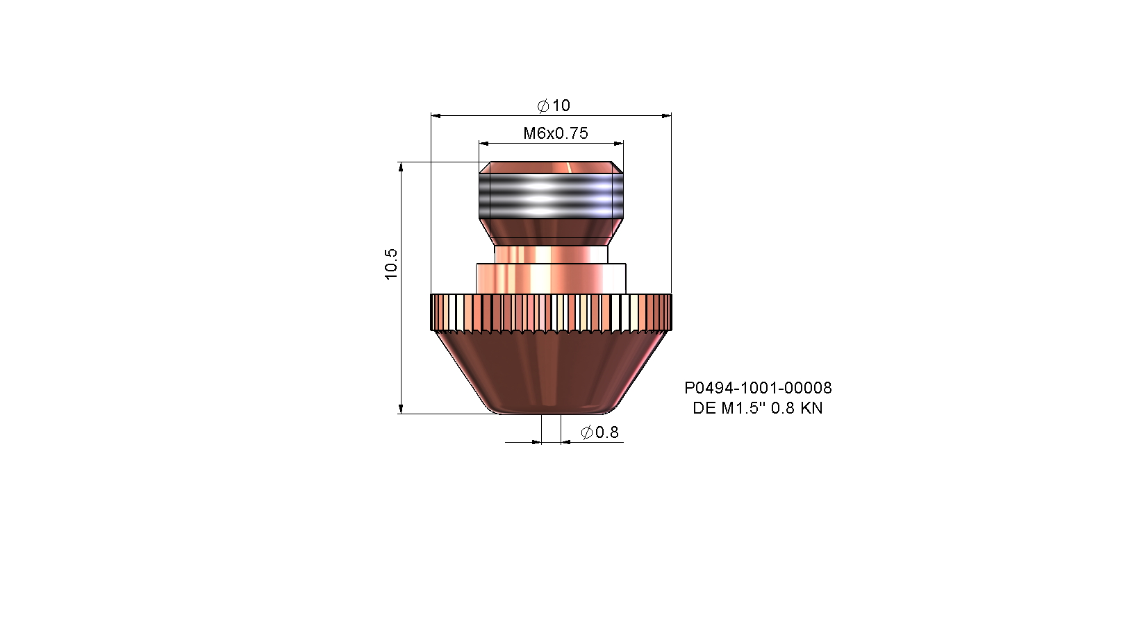 Nozzle electrode DE M1.5" 0.8 KN | 0.8 mm | KN | P0494-1001-00008